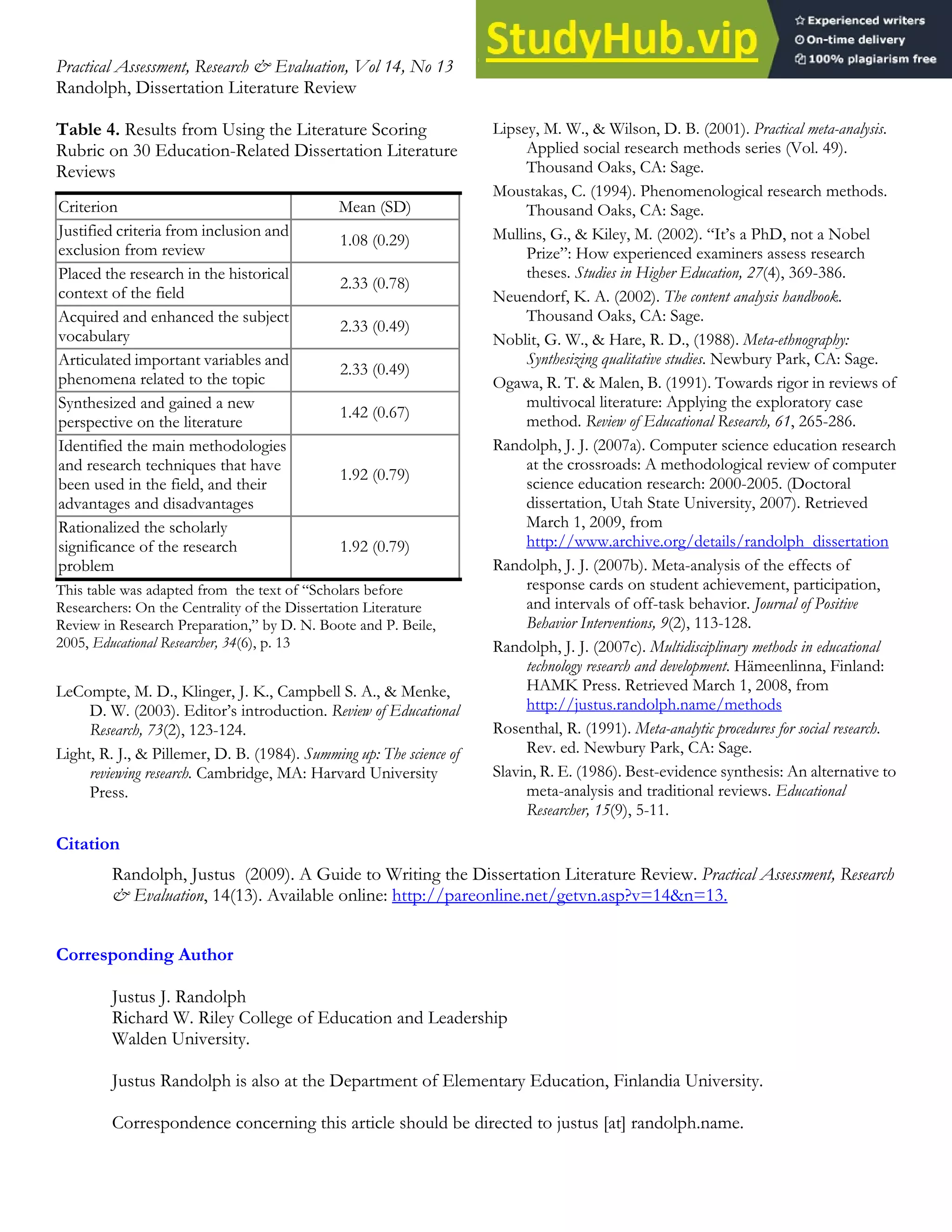 A Guide To Writing The Dissertation Literature Review | PDF