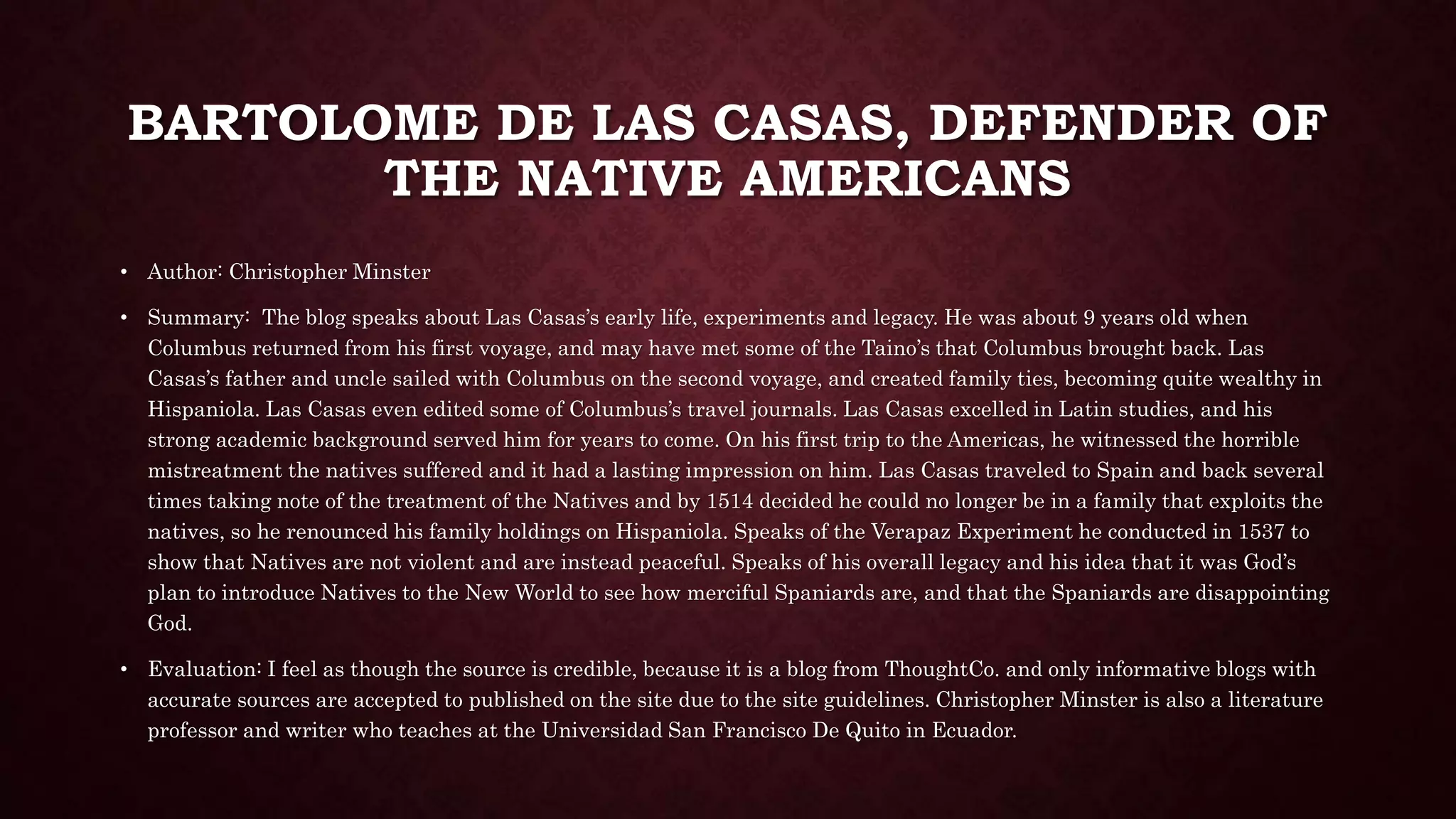 Aguirre Elise History1181 Final Bartolome de Las Casas 2018 | PPTX