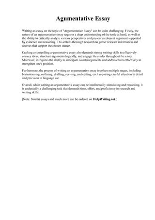 Agumentative Essay | PDF