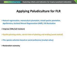 Paludiculture to support peatland restoration in Indonesia | PDF