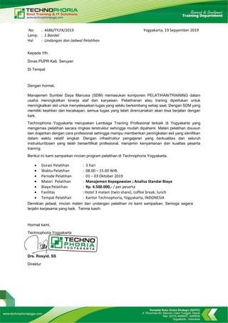 Agustus 18b proposal penawaran pelatihan bidang manajemen kepegawaian ...