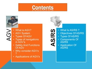 Agv and asrs | PPTX