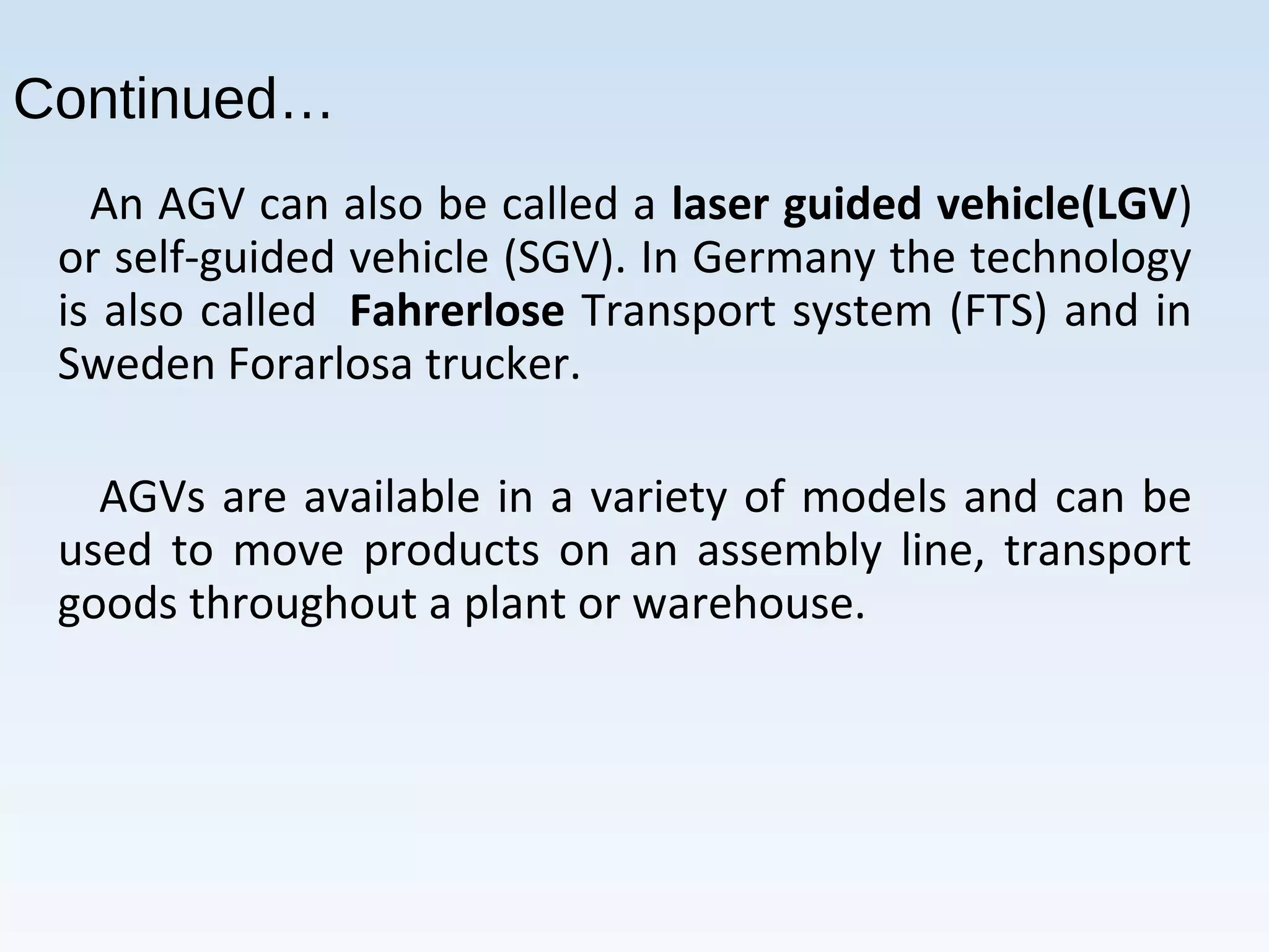 aotomated guided vehicle | PPT