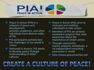 Peace In Action Presentation | PPTX | Politics