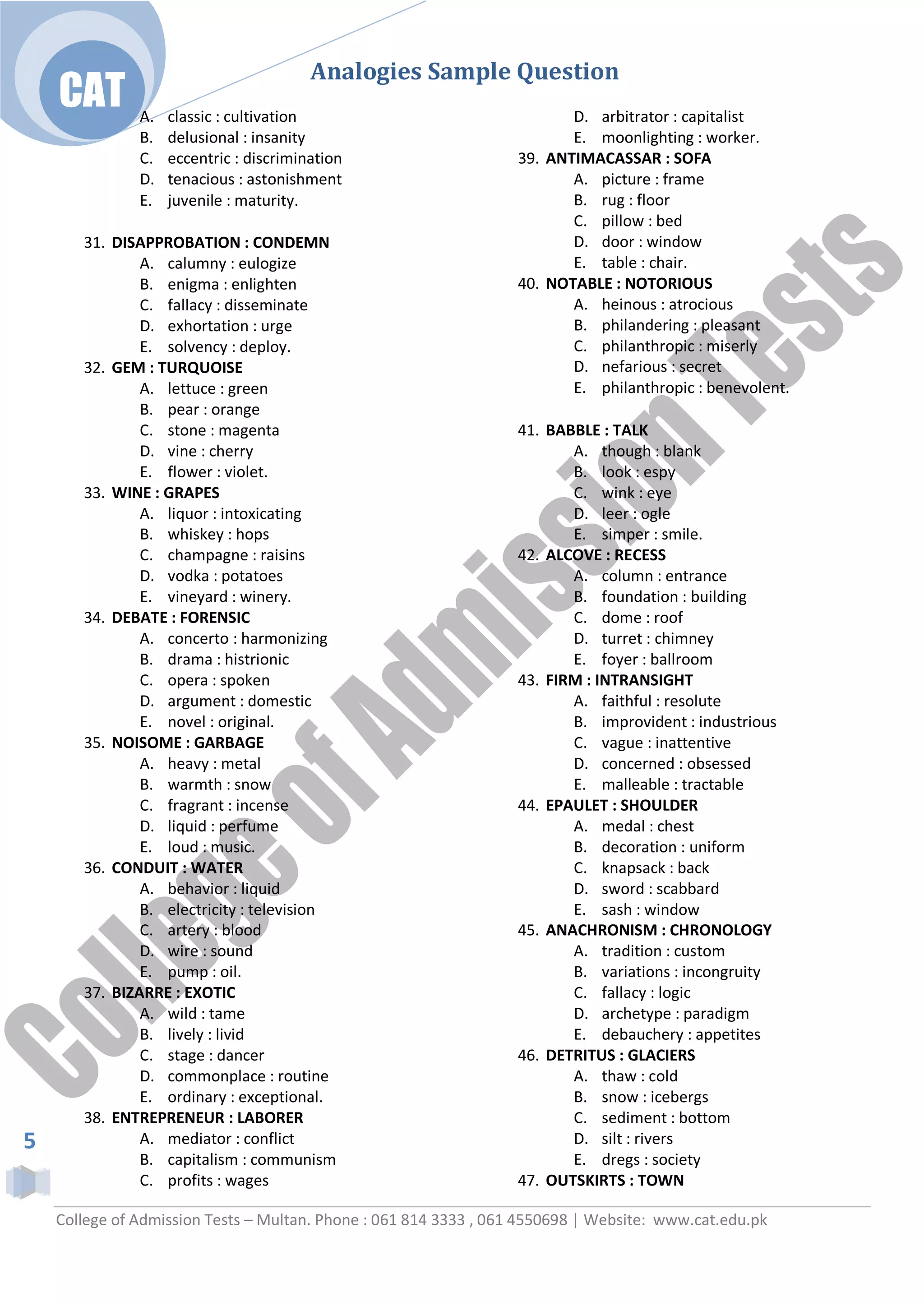 GAT NTS SAMPLE PAPERS MATERIAL PART 4 | PDF