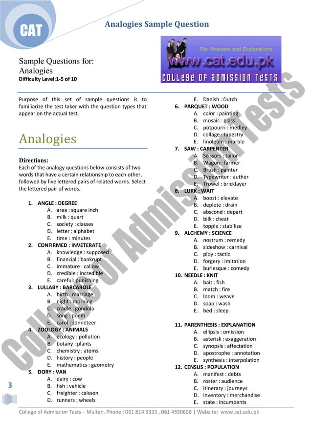 GAT NTS SAMPLE PAPERS MATERIAL PART 4 | PDF