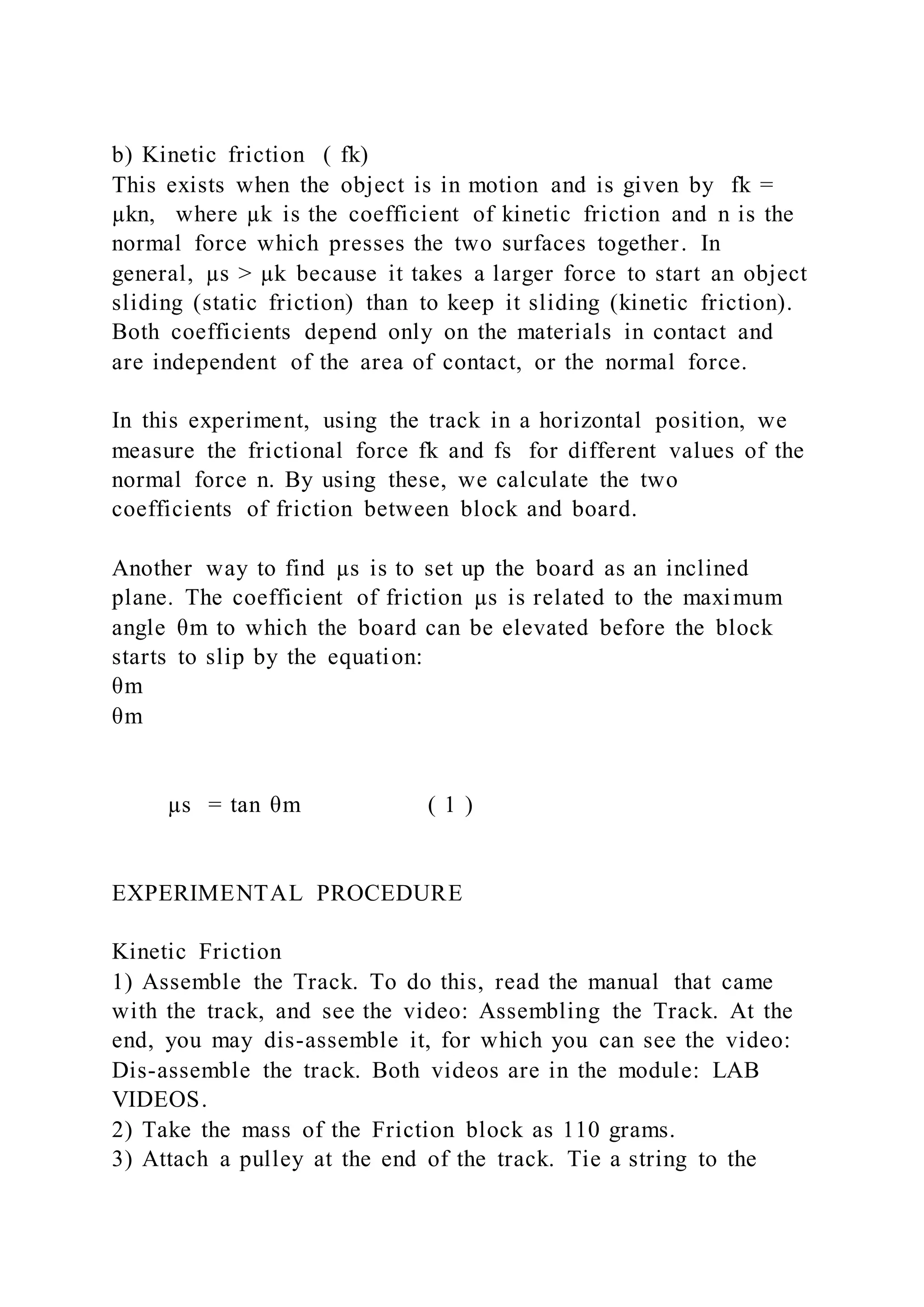 Ah 05 b coefficient of friction(wood and felt on plastic track) | DOCX