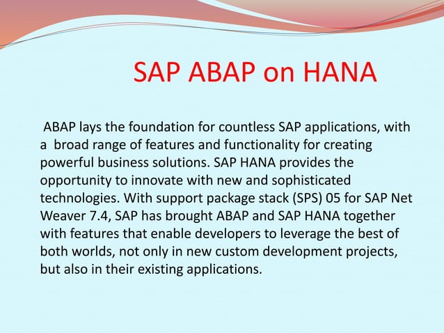The Best SAP ABAP on HANA Online Training in USA, UK, Canada. | PPTX