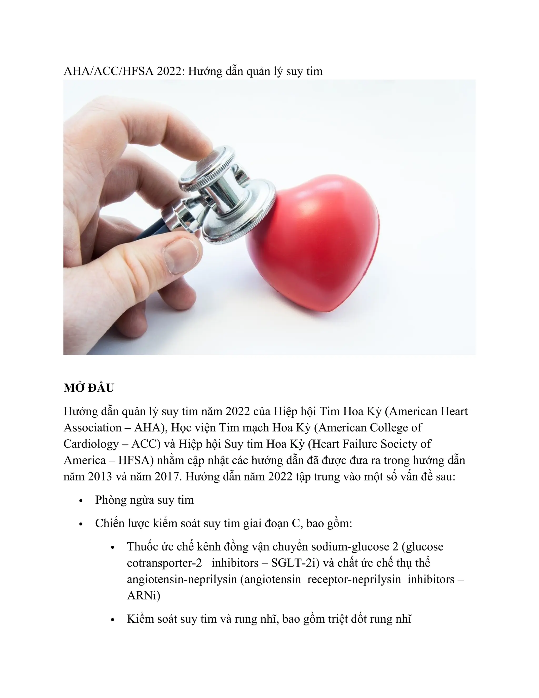 AHA ACC HFSA 2022 Hướng dẫn quản lý suy tim | DOCX