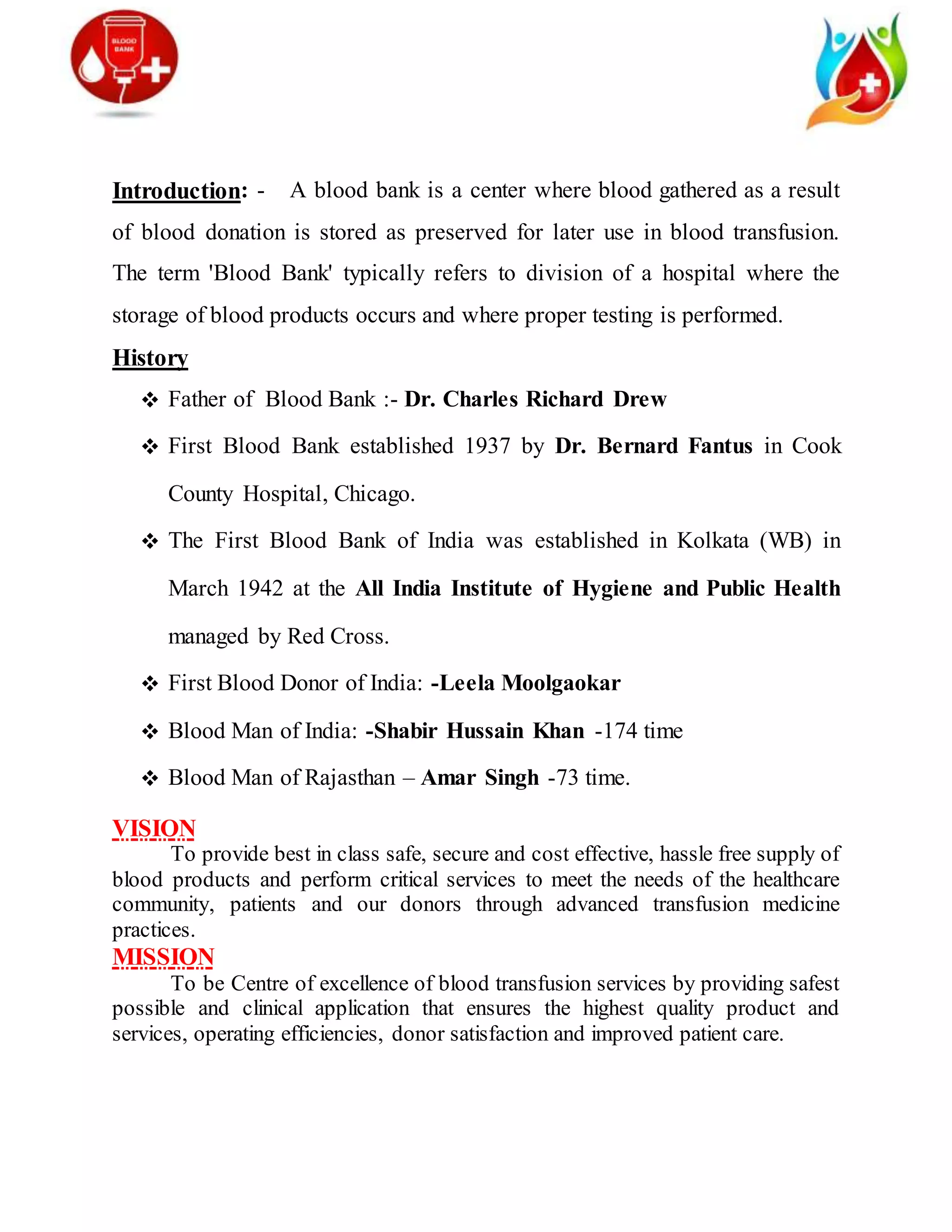 The First Blood Bank Images