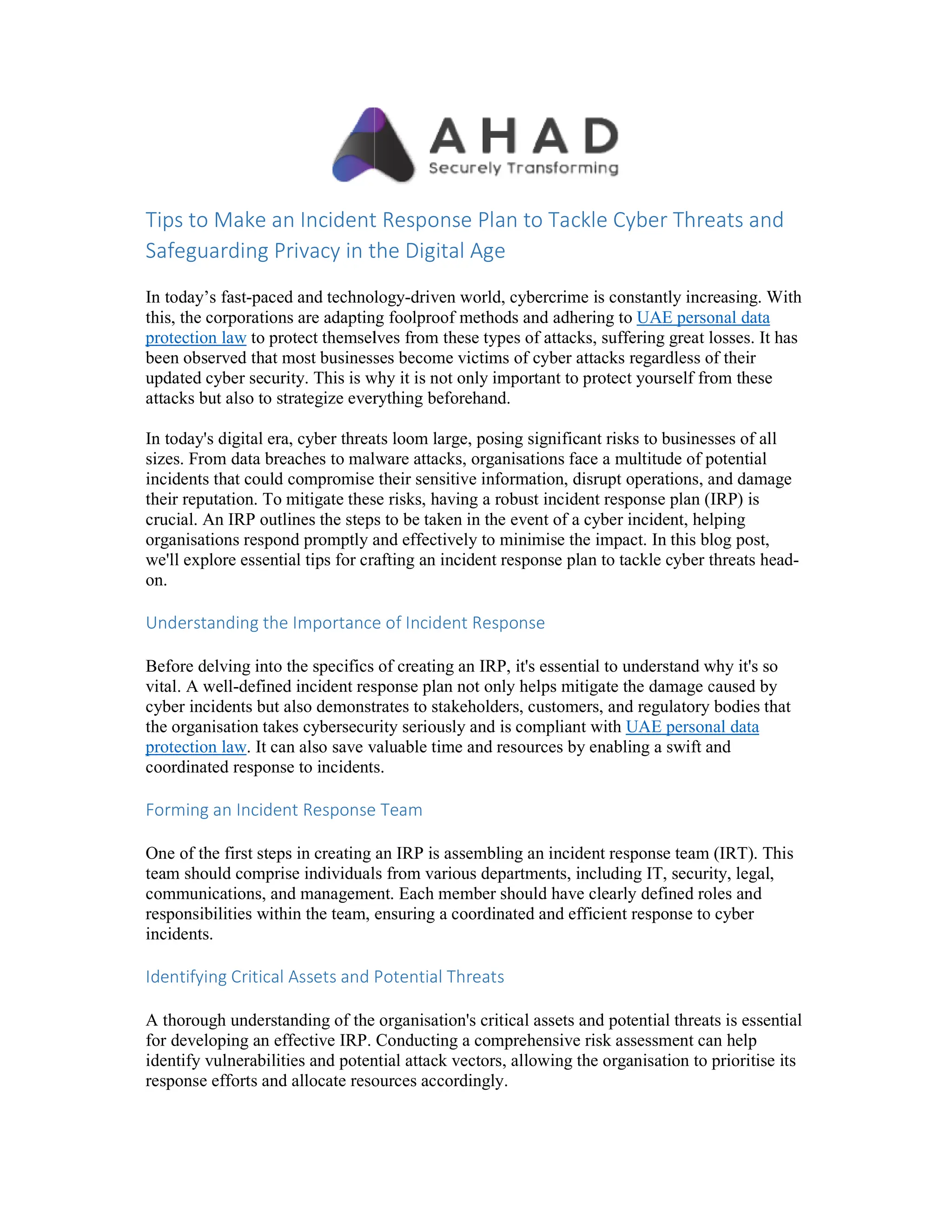 Tips to Make an Incident Response Plan to Tackle Cyber Threats and ...