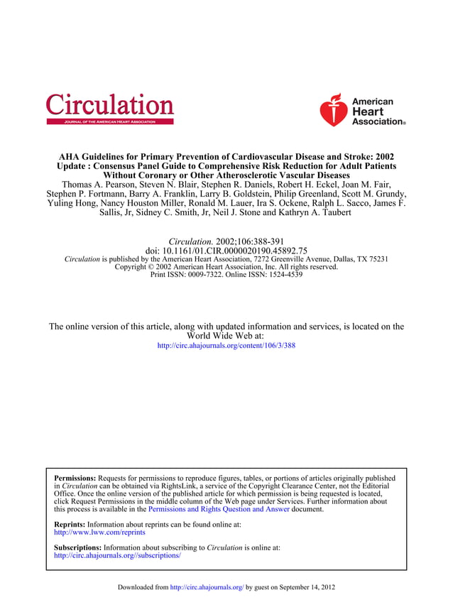 Aha guidelines for primary prevention of cardiovascular disease and ...