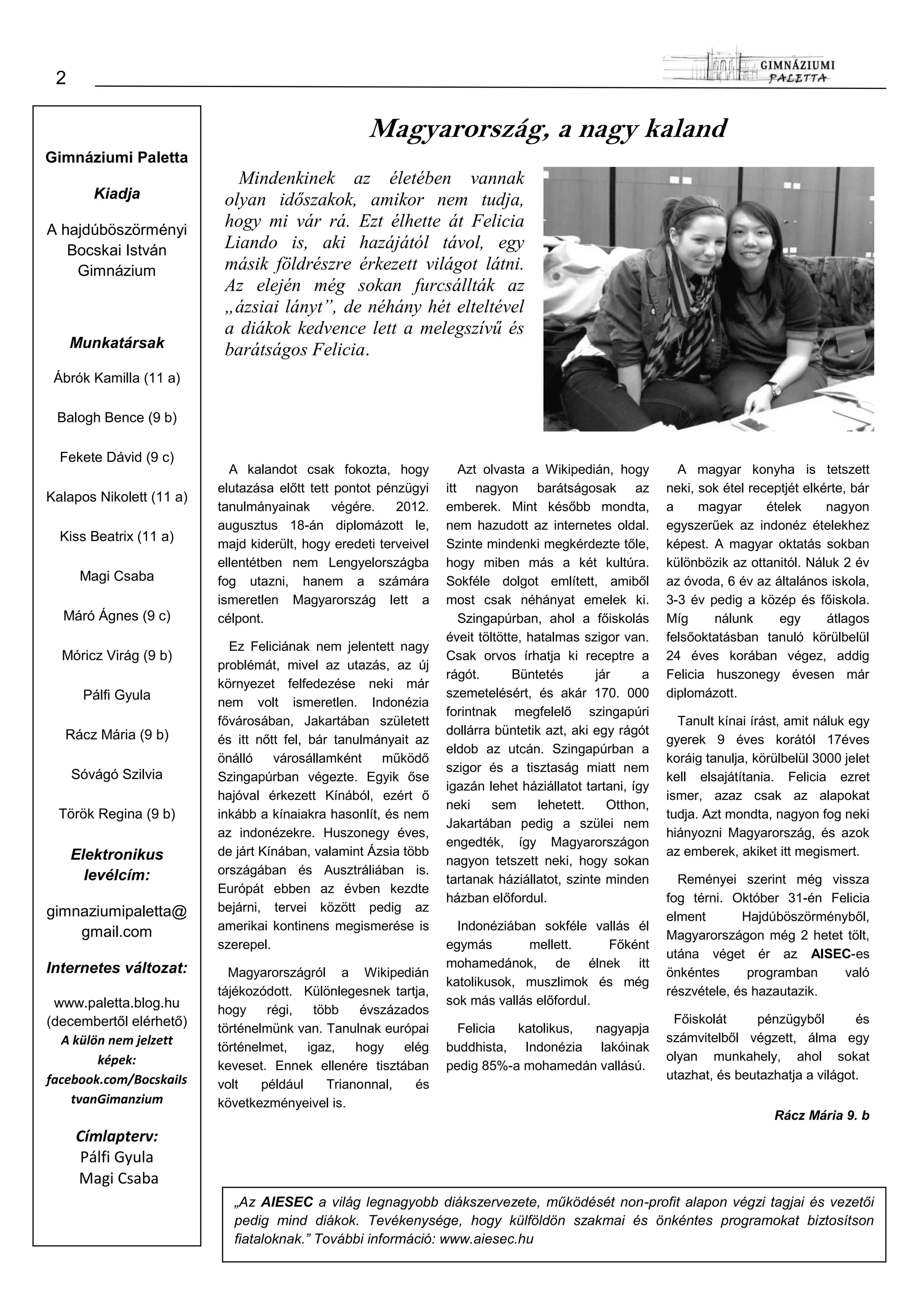 A hajdúböszörményi Bocskai István Gimnázium folyóirata | PDF