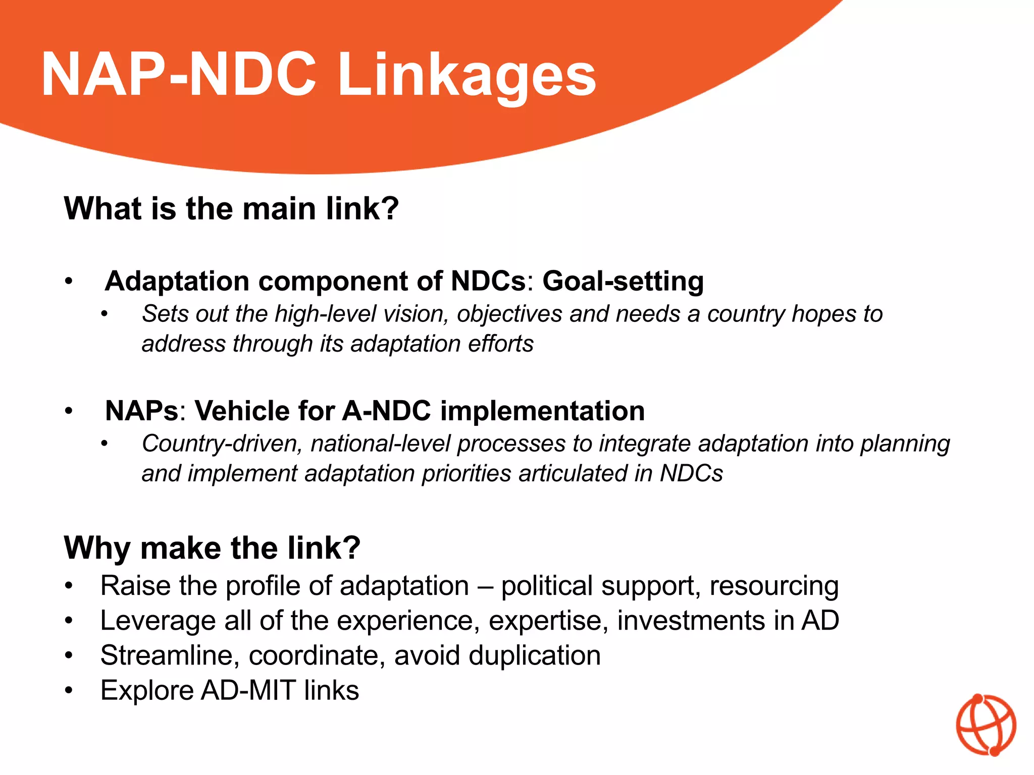 Role of the National Adaptation Plan (NAP) process in NDC ...