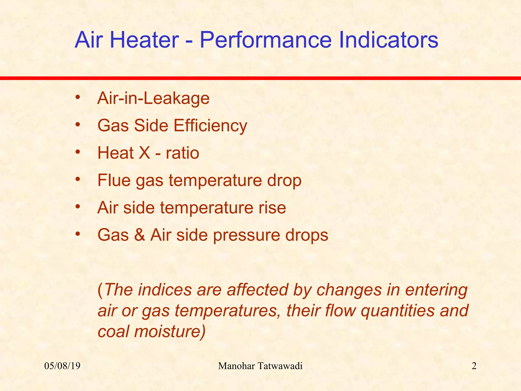 Air Heater and PF Boiler Performance Indices | PPT