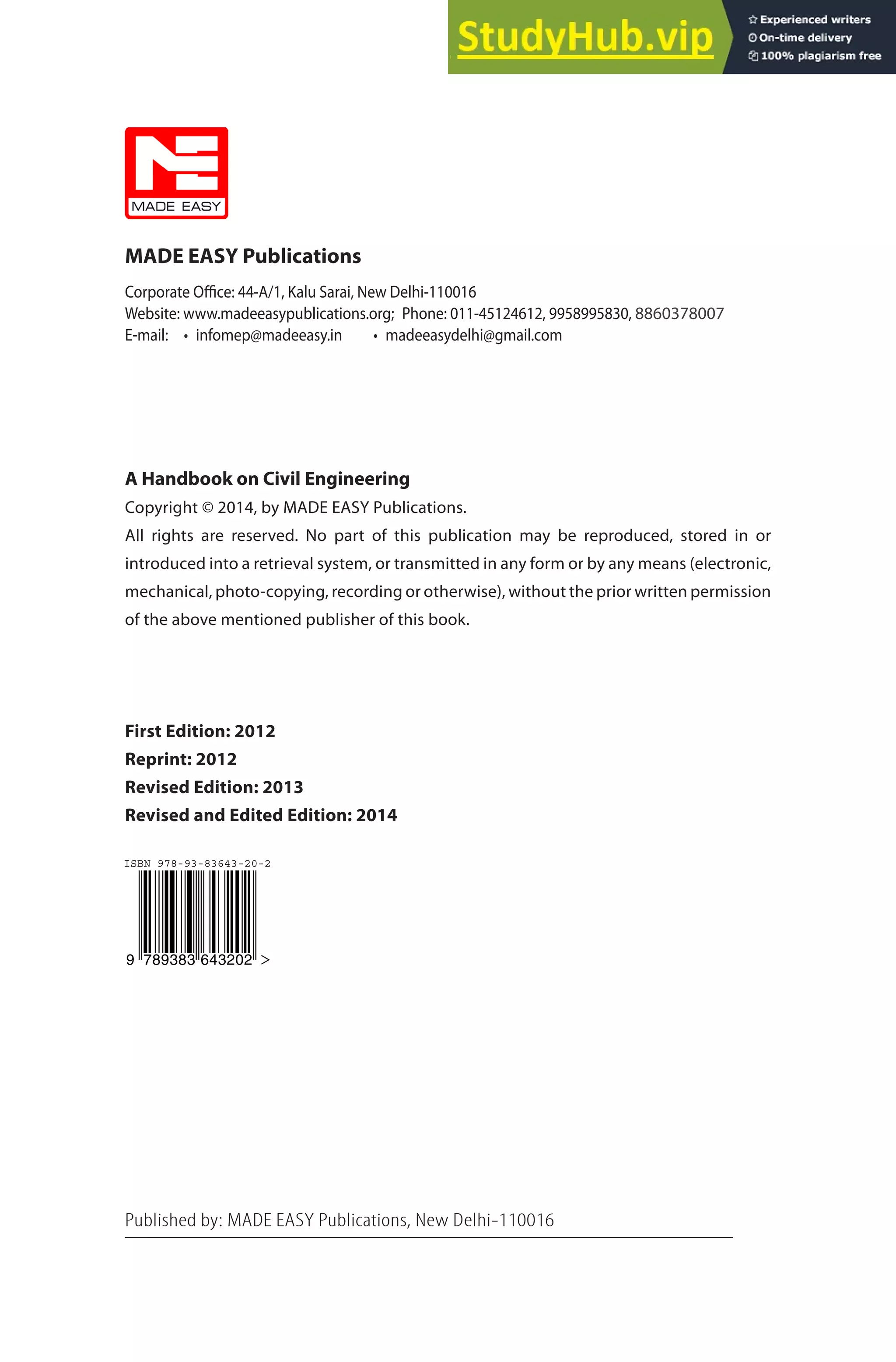 A Handbook On Civil Engineering For Contains Well Illustrated Formulae ...