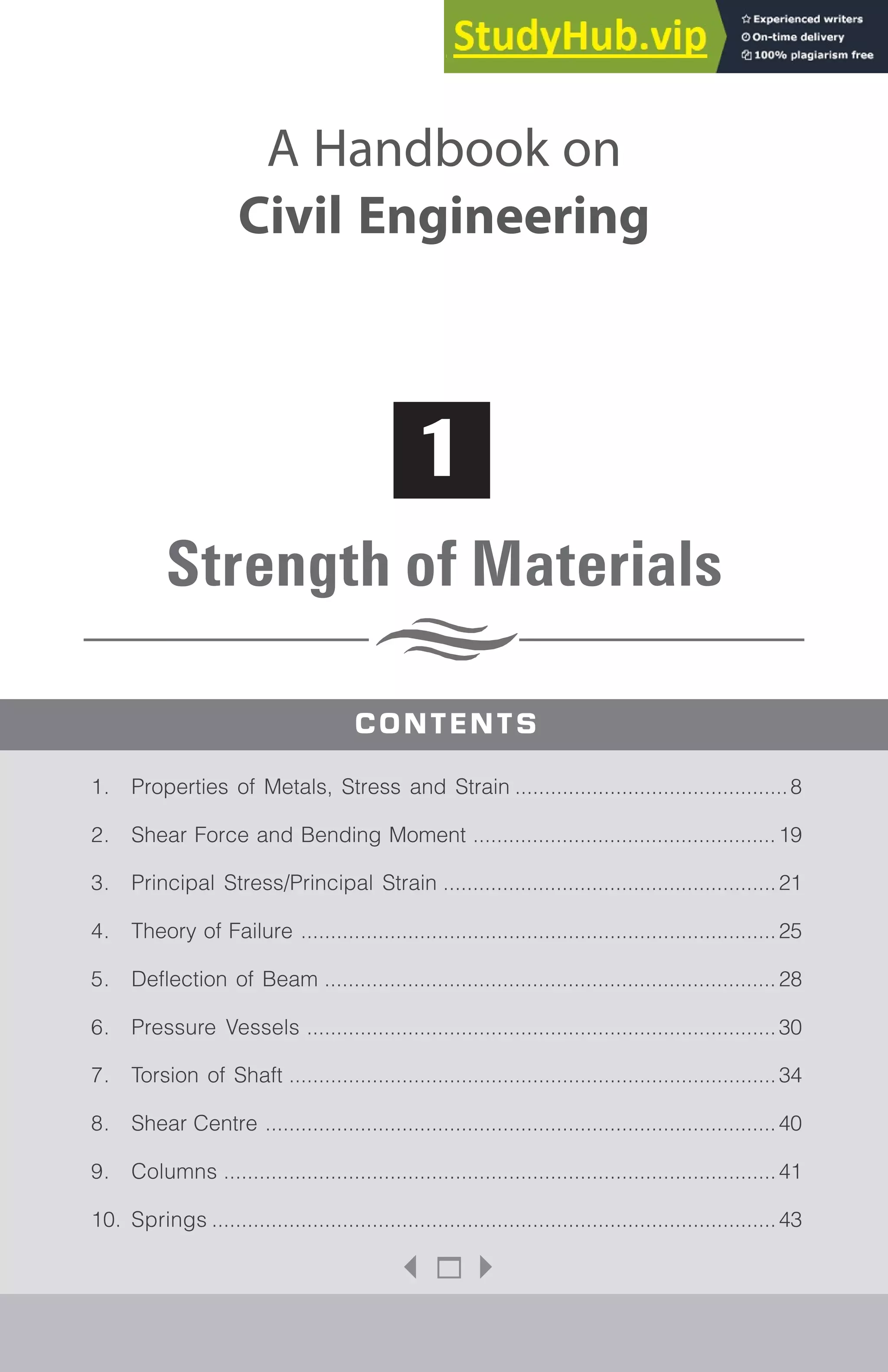 A Handbook On Civil Engineering For Contains Well Illustrated Formulae ...