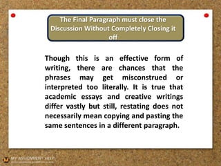 A handbook on how to write a conclusion for an essay | PPTX