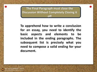 A handbook on how to write a conclusion for an essay | PPTX