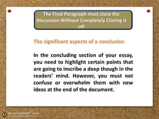 A handbook on how to write a conclusion for an essay | PPTX
