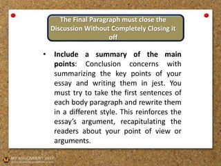 A handbook on how to write a conclusion for an essay | PPTX