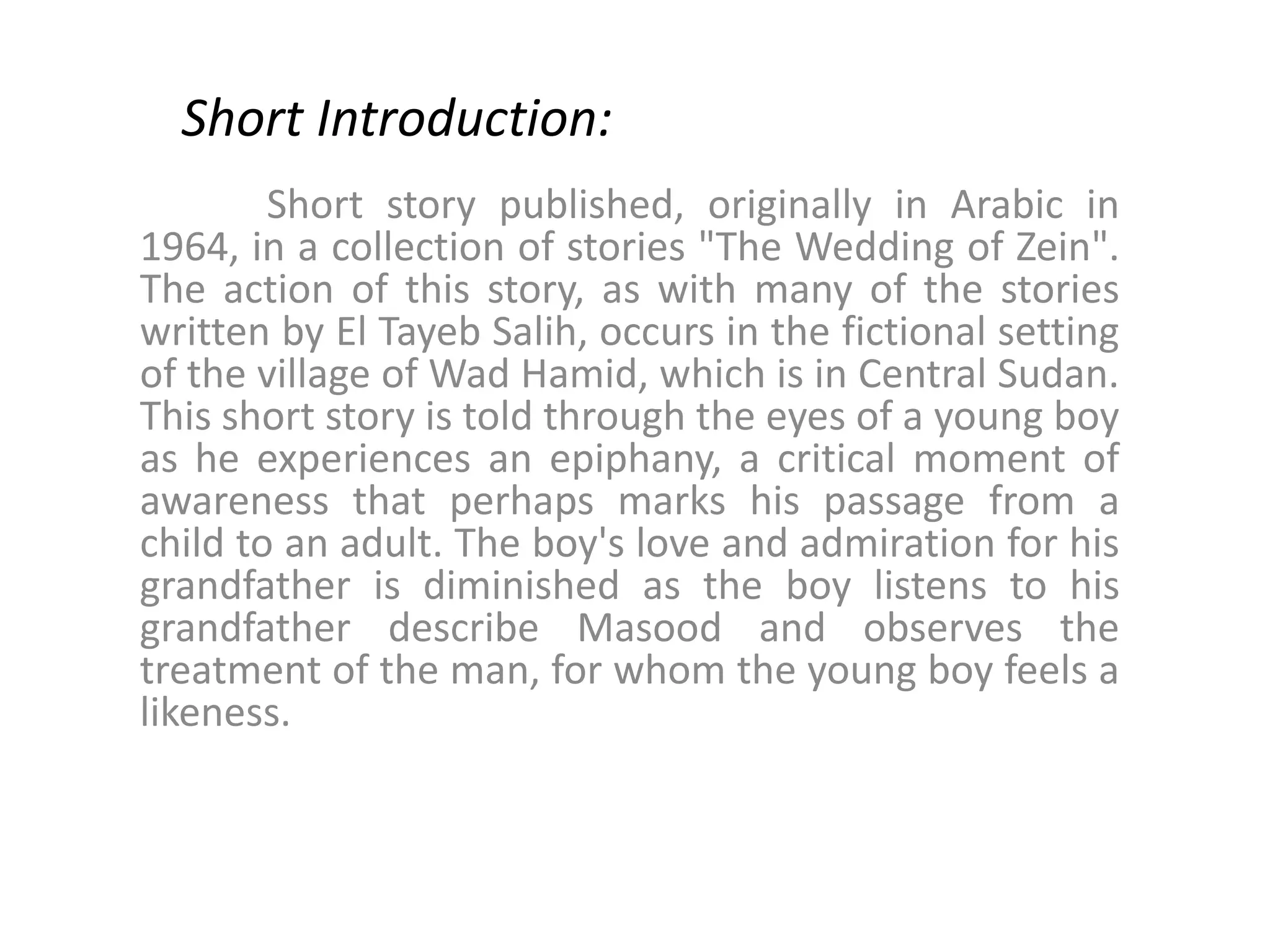 A handful of dates by El Tayeb Salih | PPTX