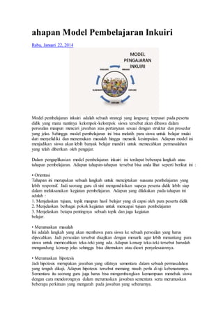 Ahapan model pembelajaran inkuiri | PDF