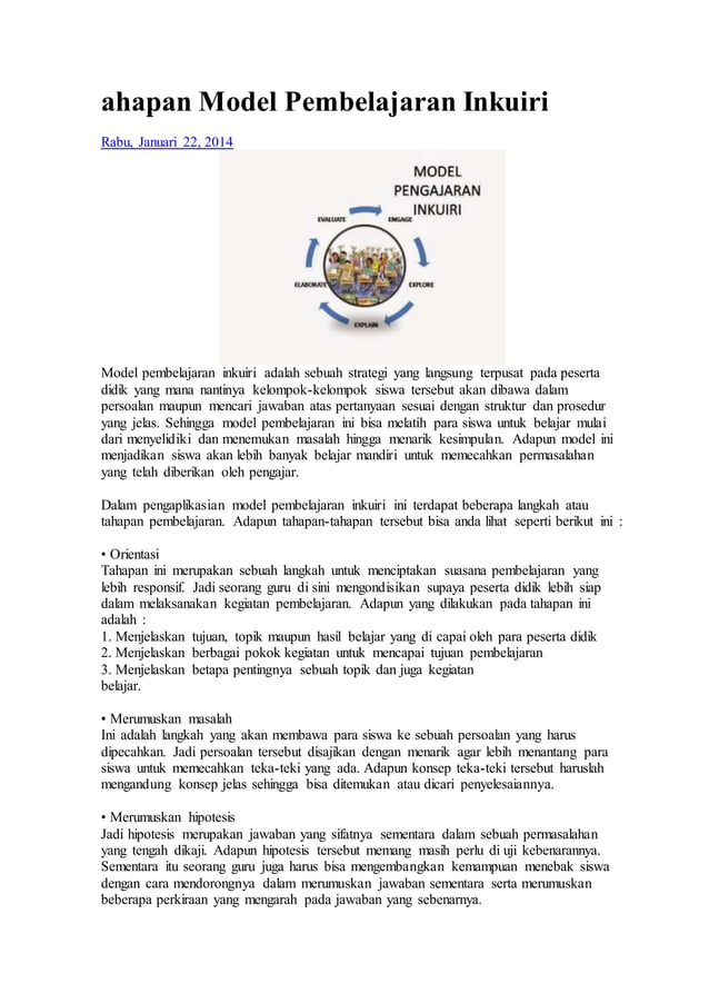 Ahapan model pembelajaran inkuiri | PDF