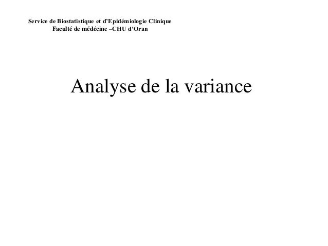 Analyse de Variance à 1 Facteur
