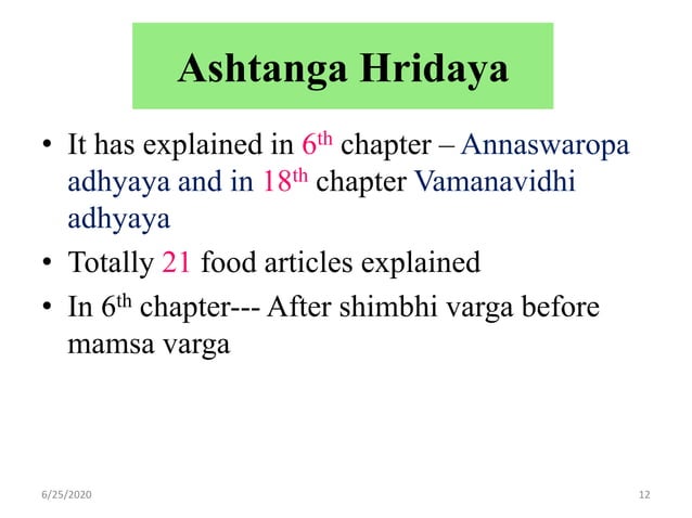 Ahara varga of Brihattrayi's | PPTX