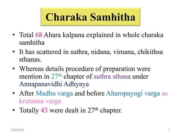 Ahara varga of Brihattrayi's | PPTX