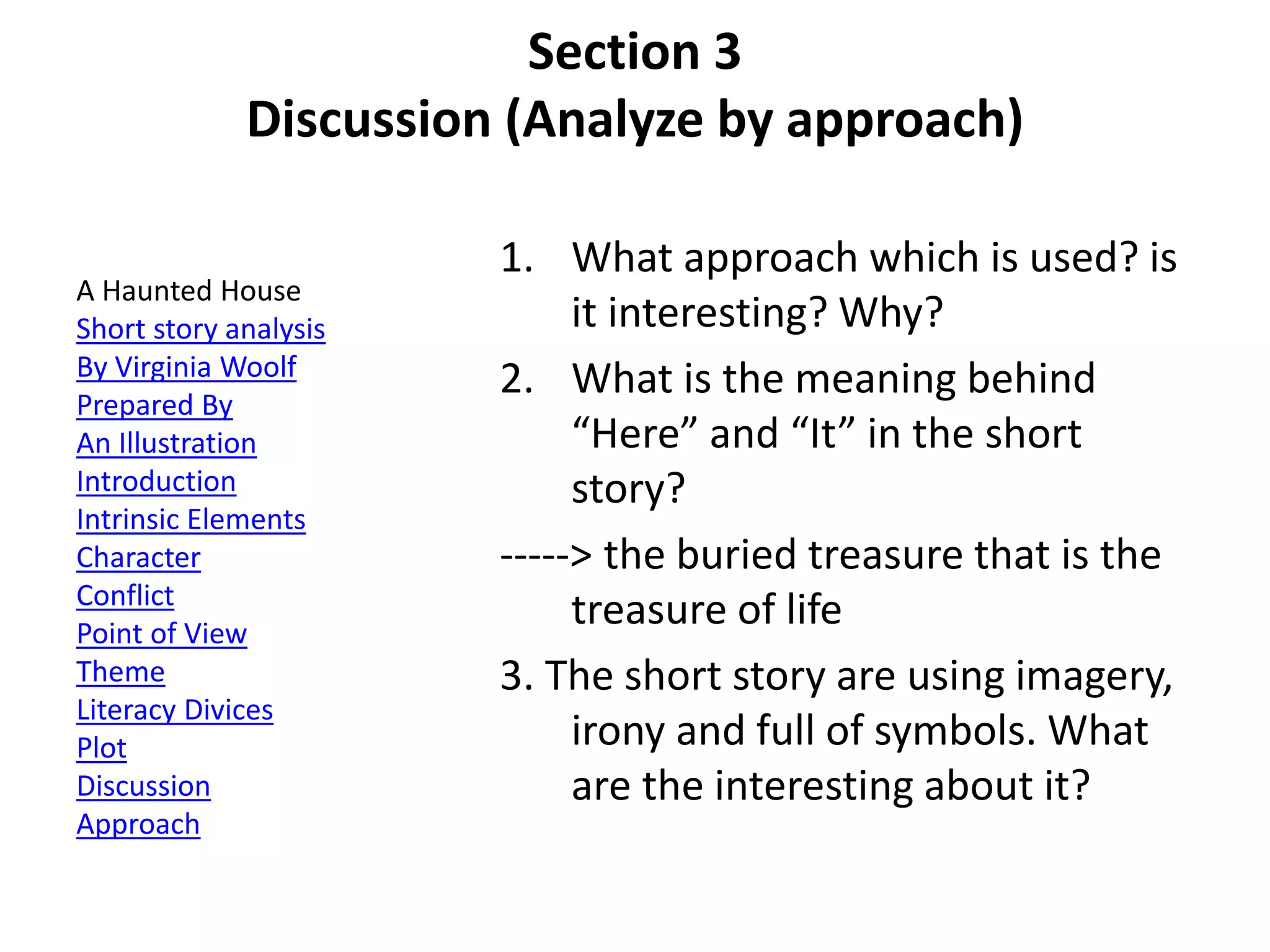 A haunted house analysis (Virginia Woolf) | PPTX