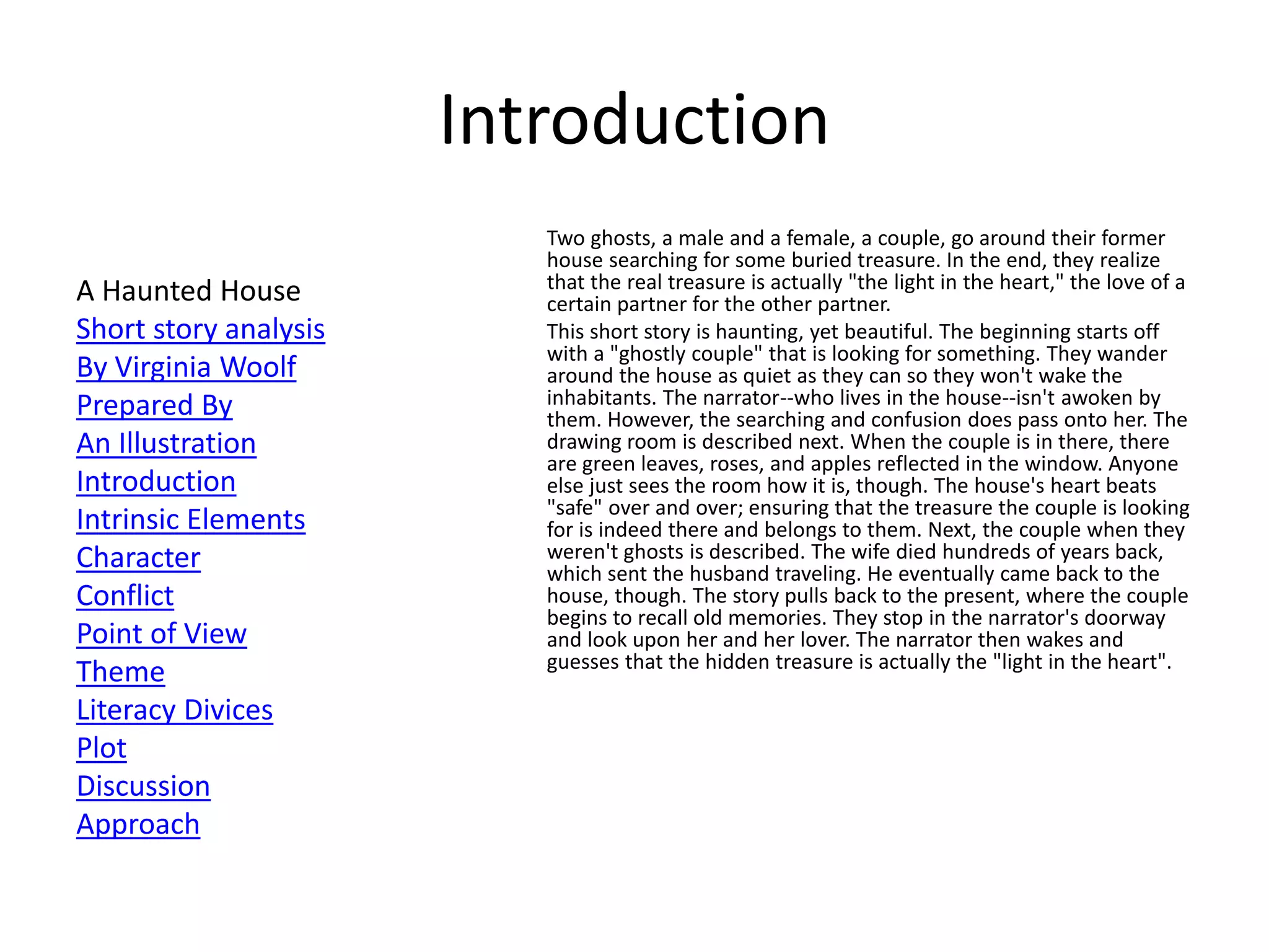 A haunted house analysis (Virginia Woolf) | PPTX