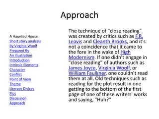 A haunted house analysis (Virginia Woolf) | PPTX