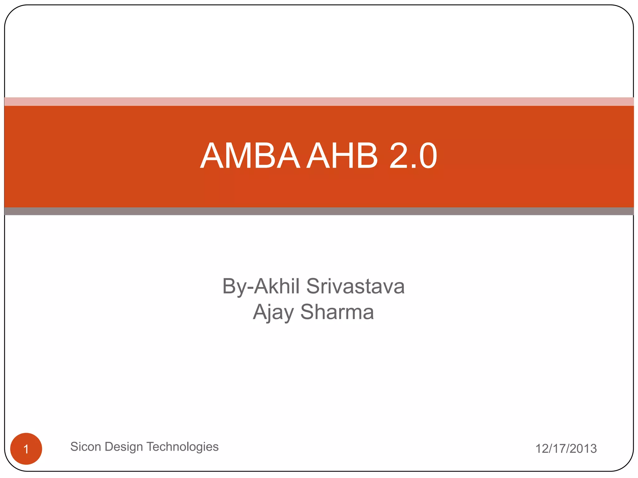 AMBA Ahb 2.0 | PPTX