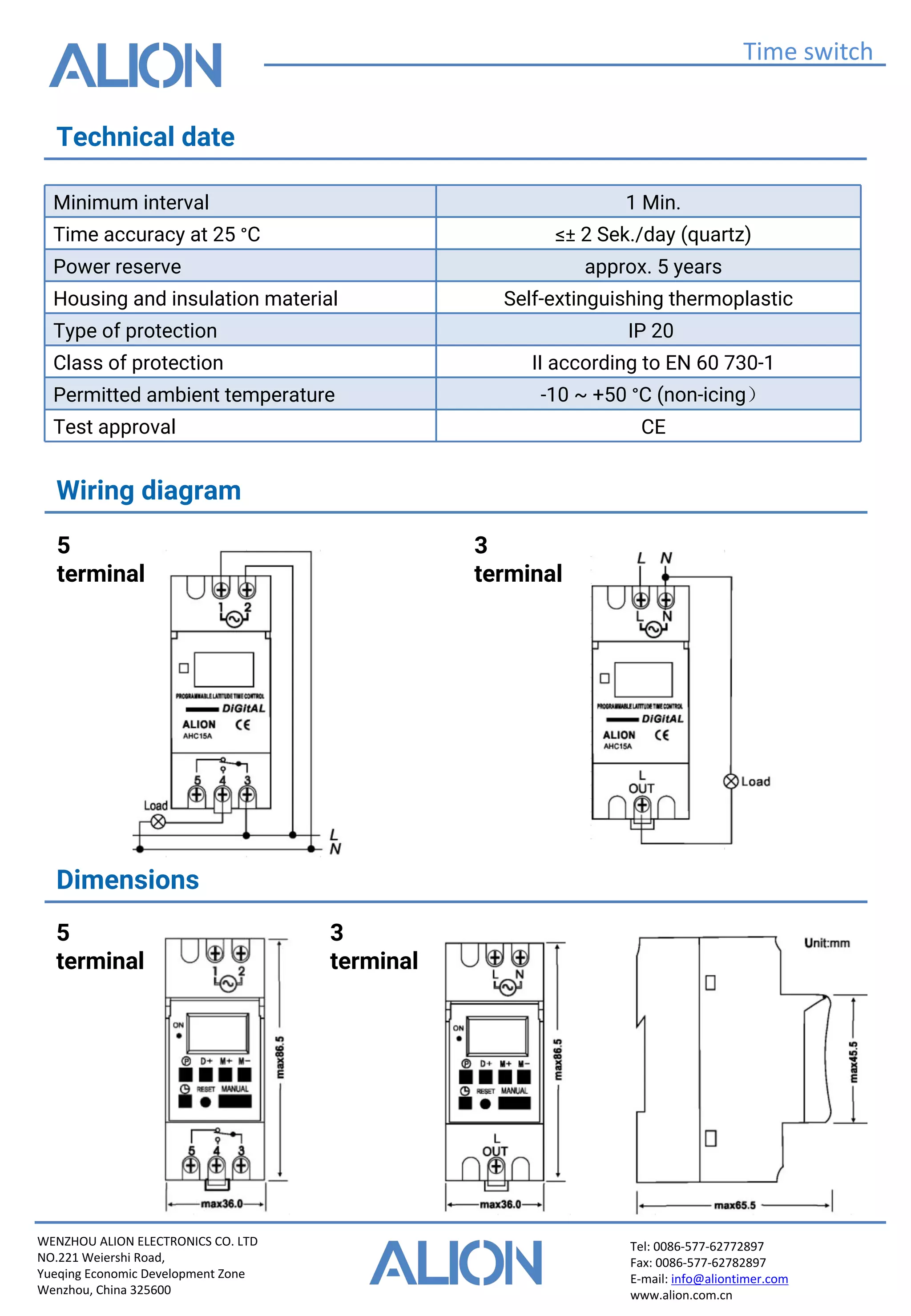 AHC15A series digital weekly time switch | PDF