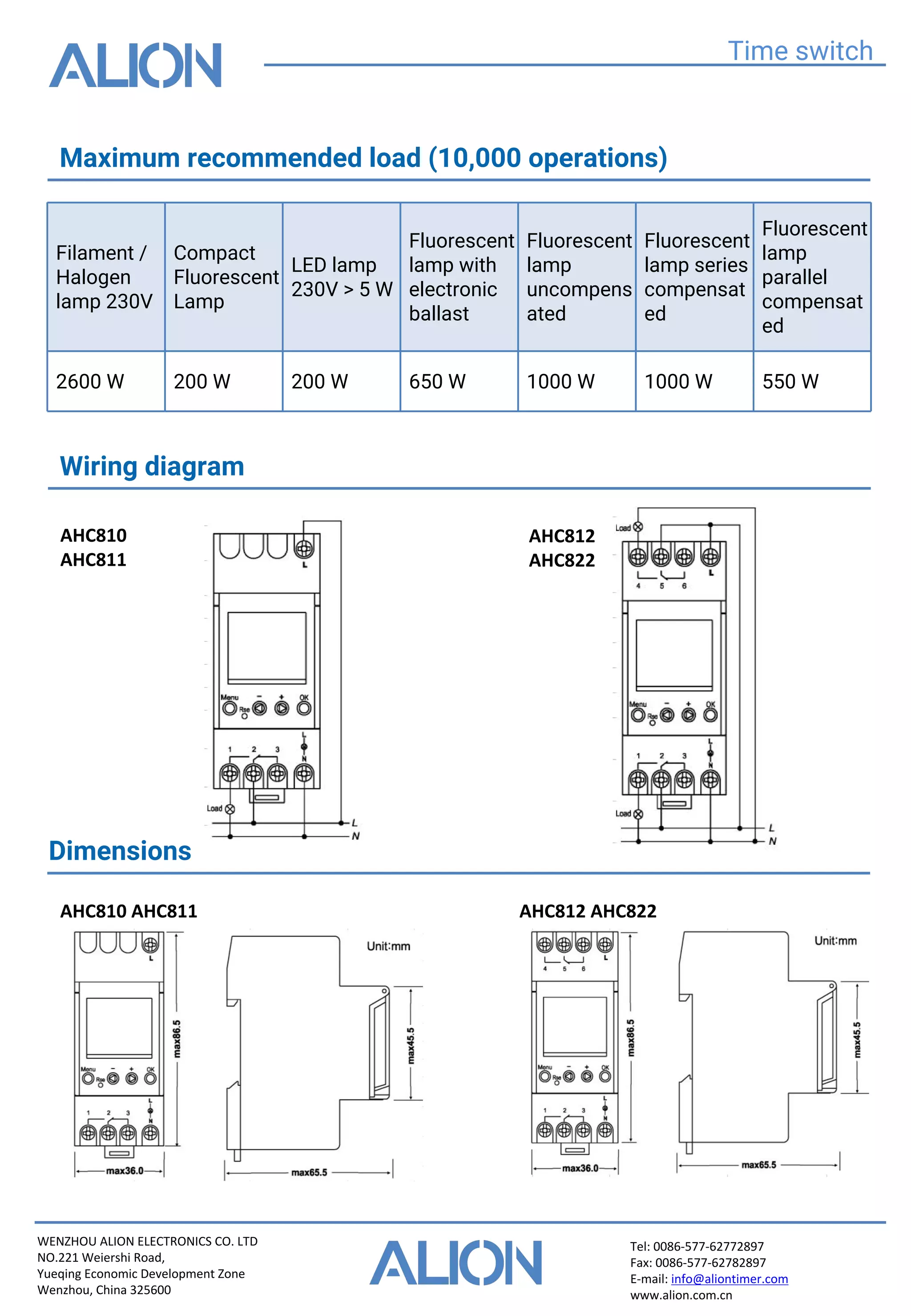 AHC810 series digital weekly time switch | PDF
