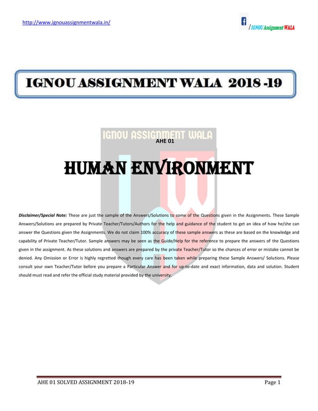 ignou Ahe 01 solved assignment 2019 | PDF