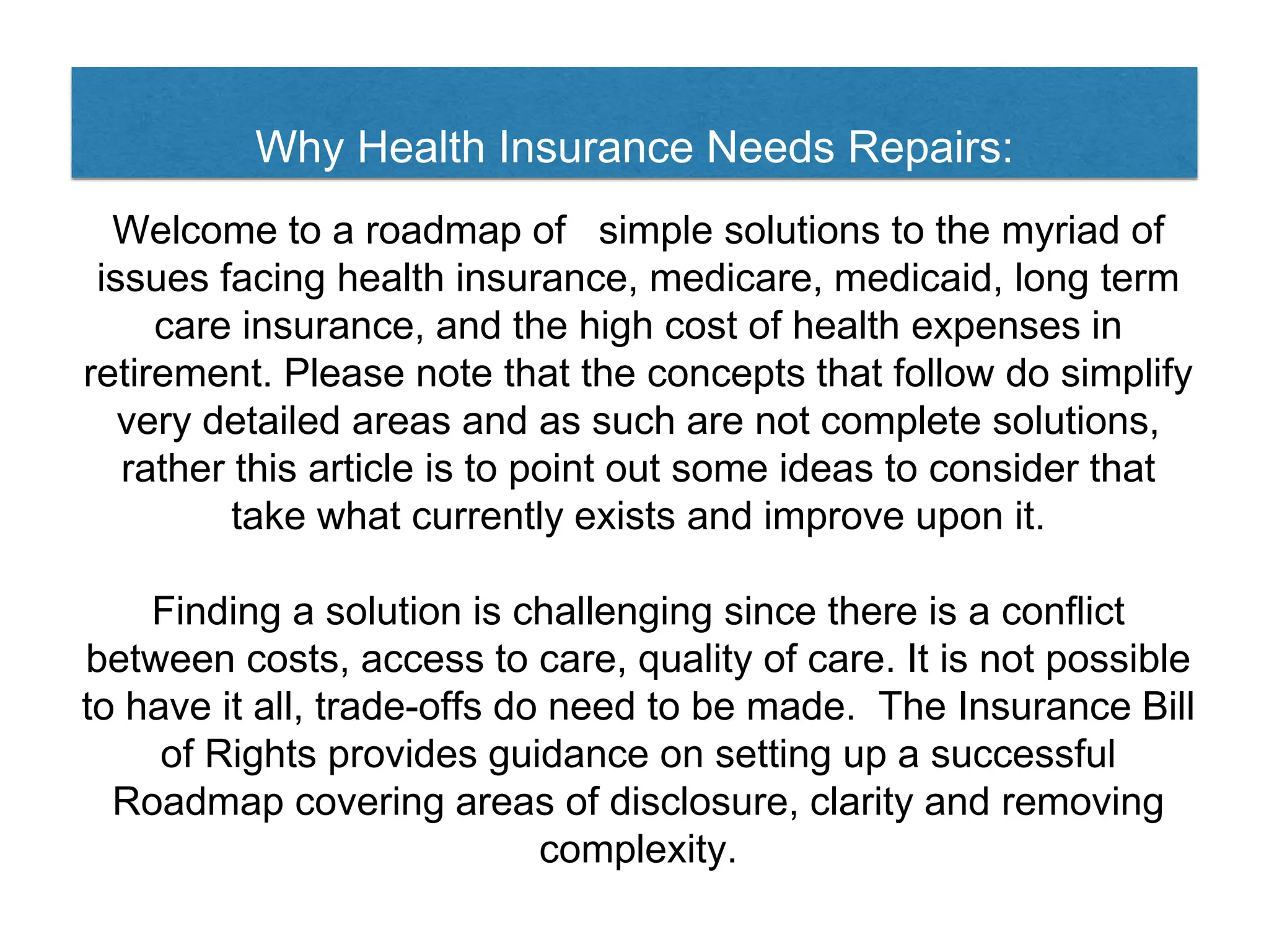 A health insurance roadmap | PPTX | Health Insurance | Insurance