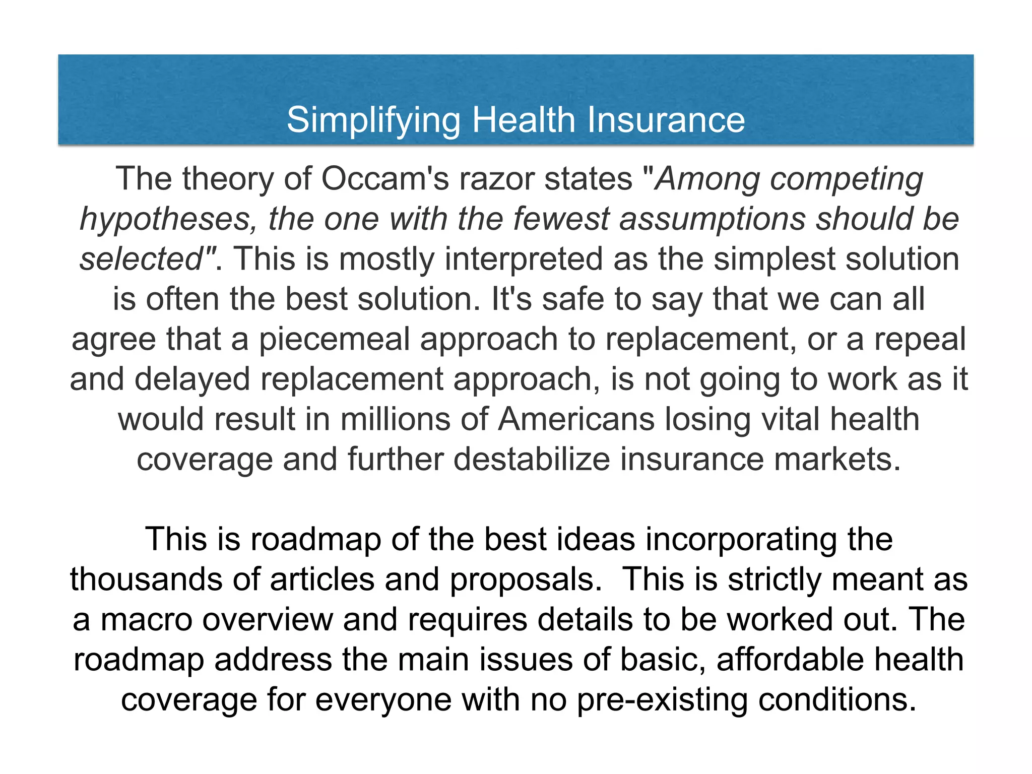 A health insurance roadmap | PPTX | Health Insurance | Insurance