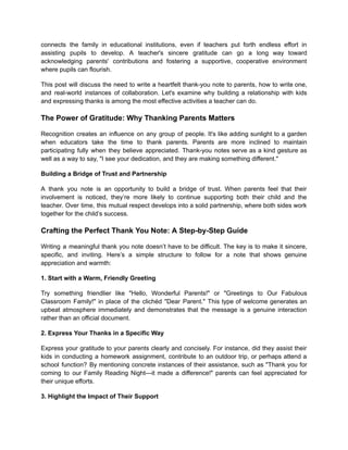 A Heartfelt Thank You Note from a Teacher to Parents_ Building a Strong ...