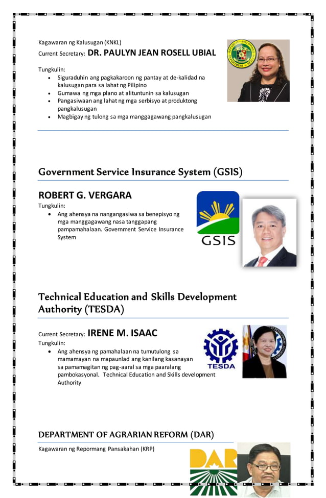 Ahensya nng pamahalaan at tungkulin | DOCX