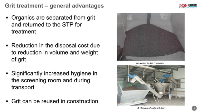 Grit treatment solutions for processing grit from grit separator | PPT