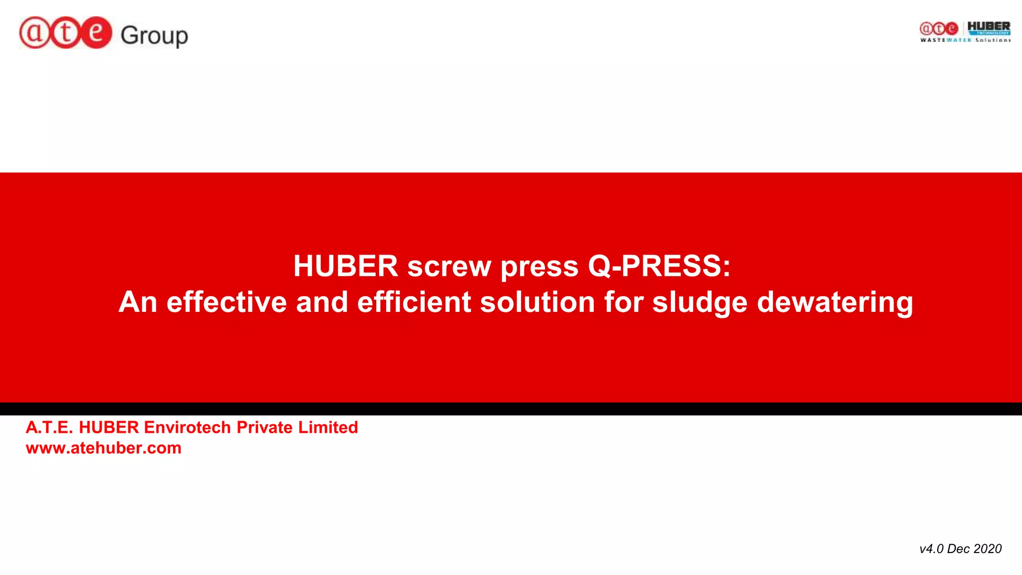 HUBER screw press Q-PRESS: An effective and efficient solution for ...