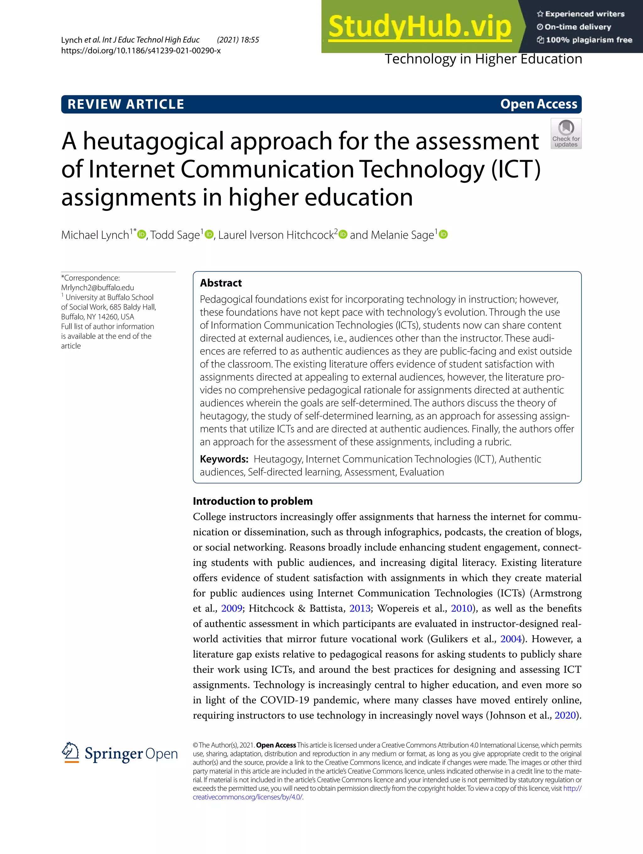 A Heutagogical Approach For The Assessment Of Internet Communication Technology (ICT ...