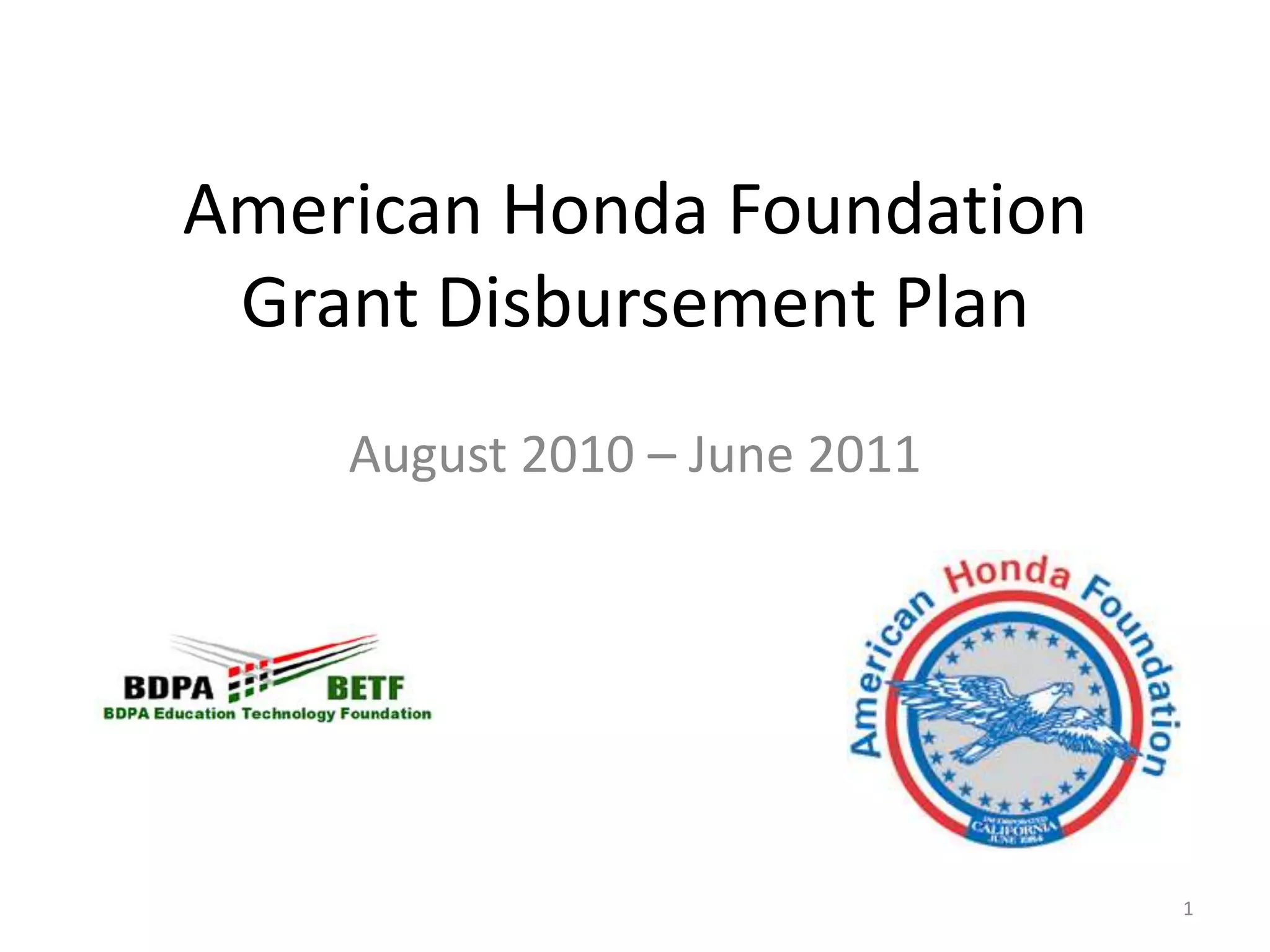 American Honda Foundation Grant Disbursement Plan | PPTX | Education