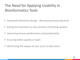 Human Factors in the Design and Evaluation of Bioinformatics Tools | PDF