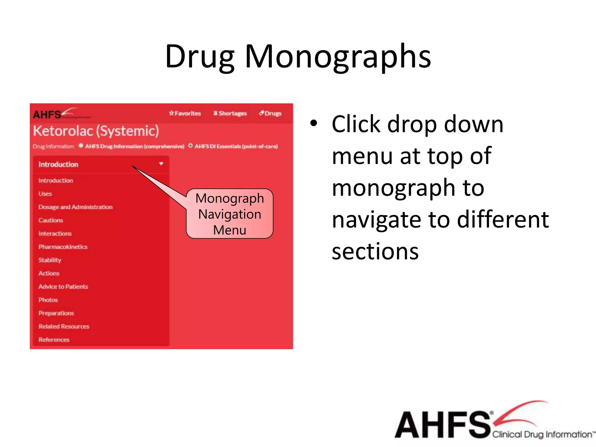 AHFS Clinical Drug Information Tutorial | PPTX