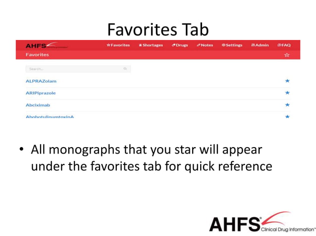 AHFS Clinical Drug Information Tutorial | PPTX