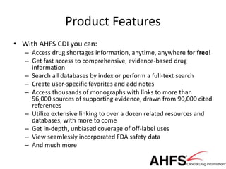 AHFS Clinical Drug Information Tutorial | PPTX
